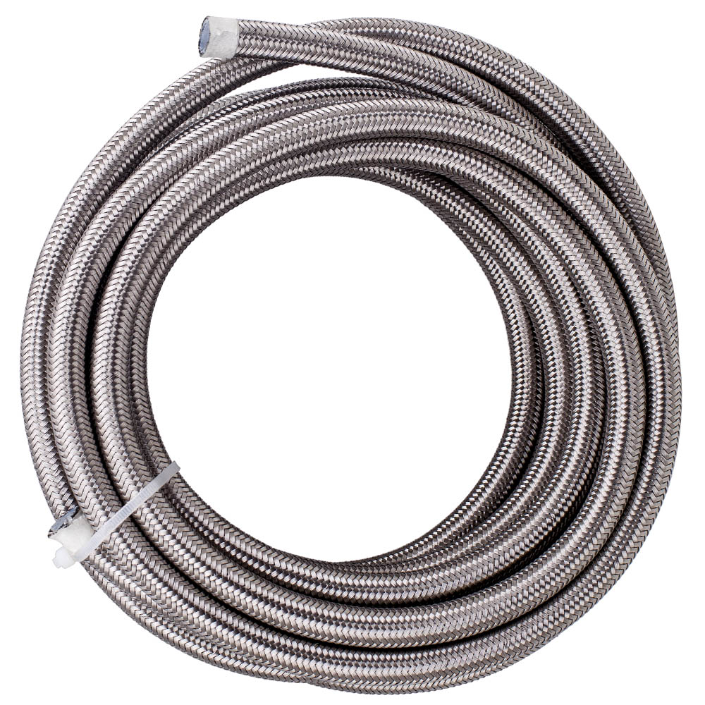 -8AN 20FT PTFE Stainless Steel Braided Fuel Gas Oil Line Hose Assembly ...